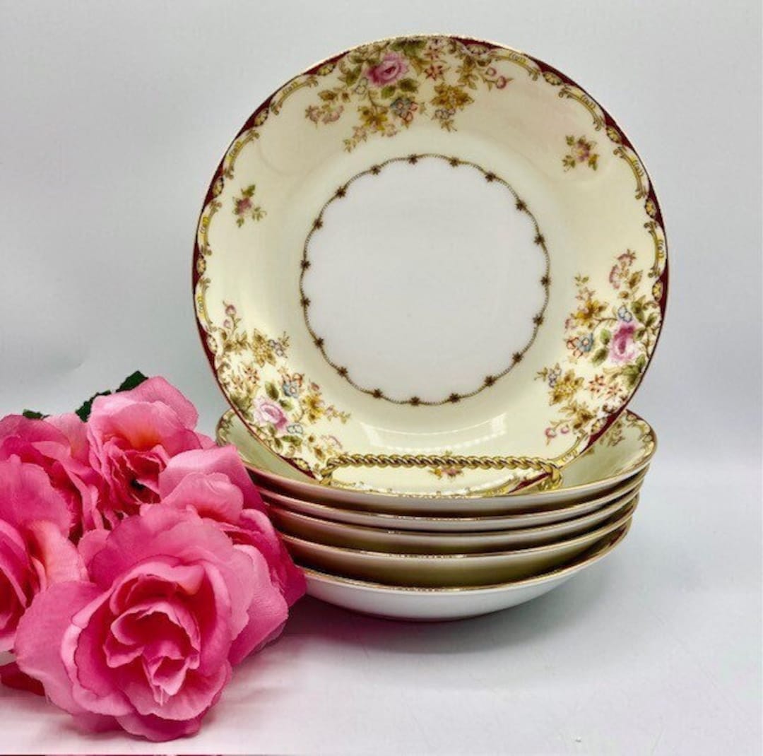 1930s Set of 6 Bone China Soup Bowls Vintage Meito Lucy Pattern Hand ...