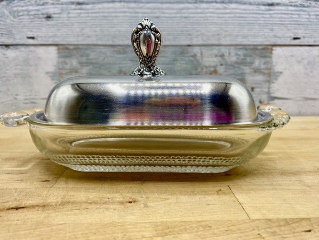 1940s Silver Plate Covered Glass Butter Dish Vintage Duncan - Etsy