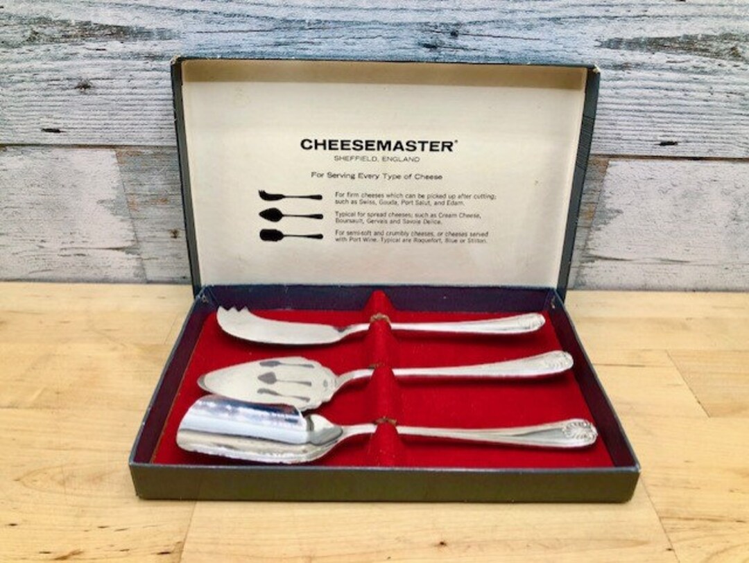 Vintage Cheesemaster 3 Piece Silver Plated Cheese Knife Set in Original ...