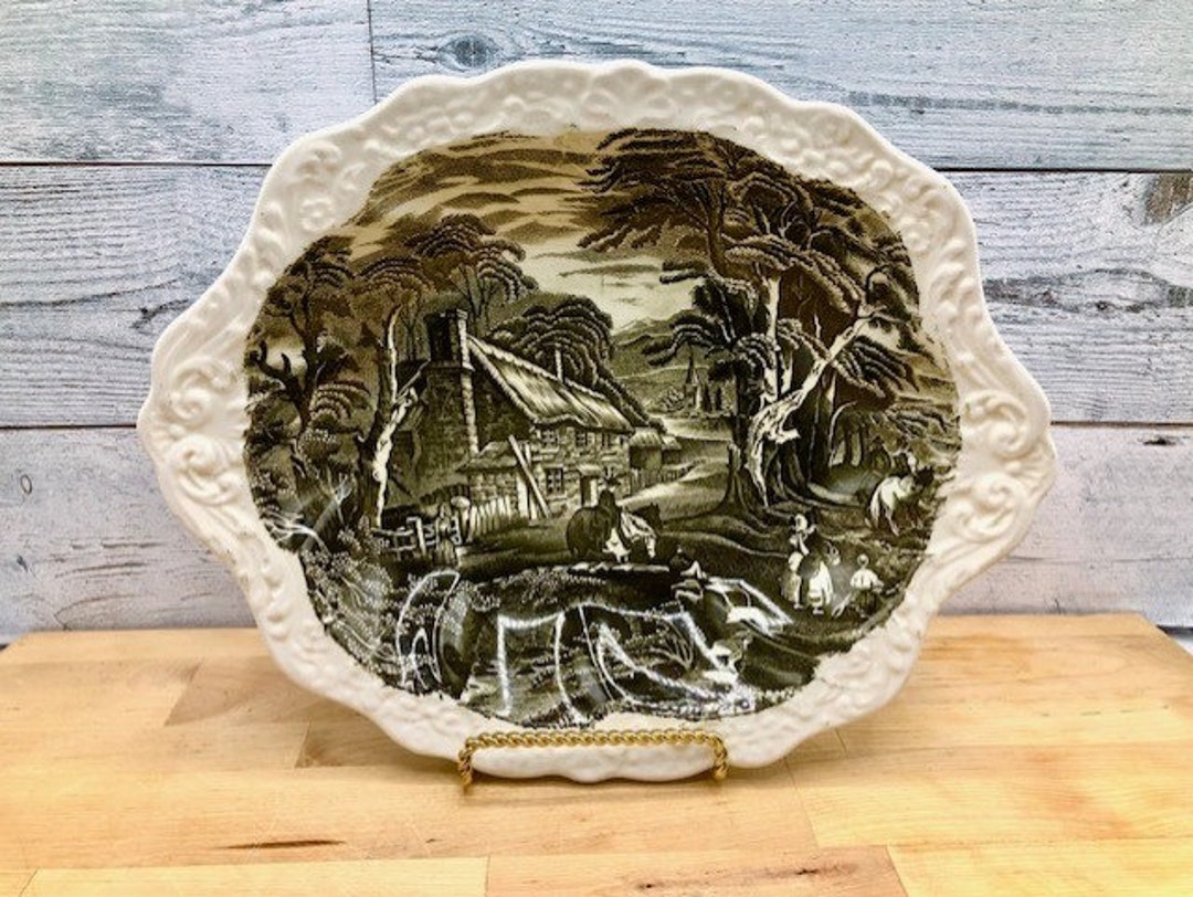 Vintage Serving Bowl C.1950s James Kent Old Foley Pattern Dark Brown ...