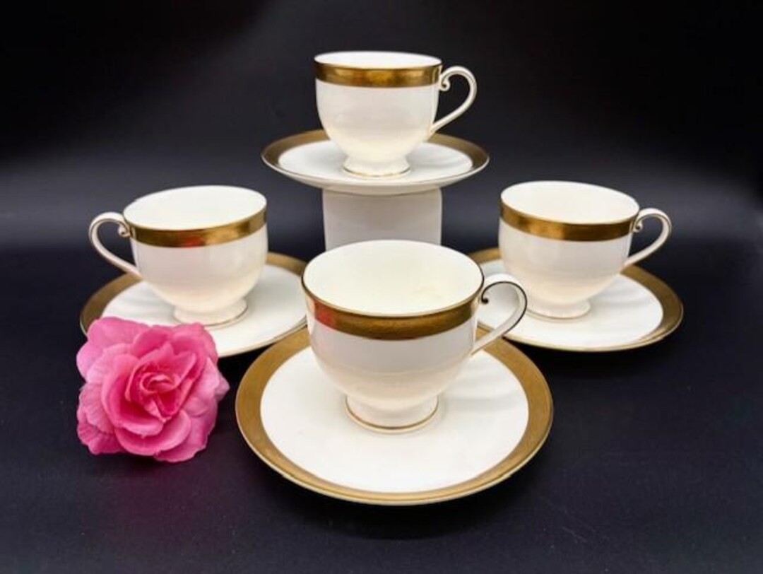 Vintage Bone China Tea Cups and Saucers Set of 4 C.1990s Mikasa Crown ...