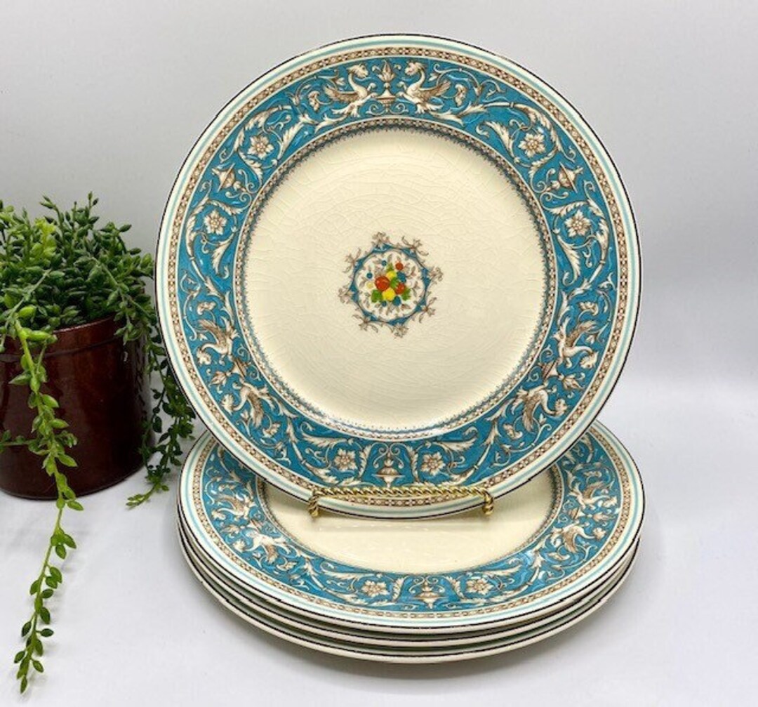 Vintage Dinner Plates Set of 4 - 1930s Myott Medici Sky Blue Pattern ...