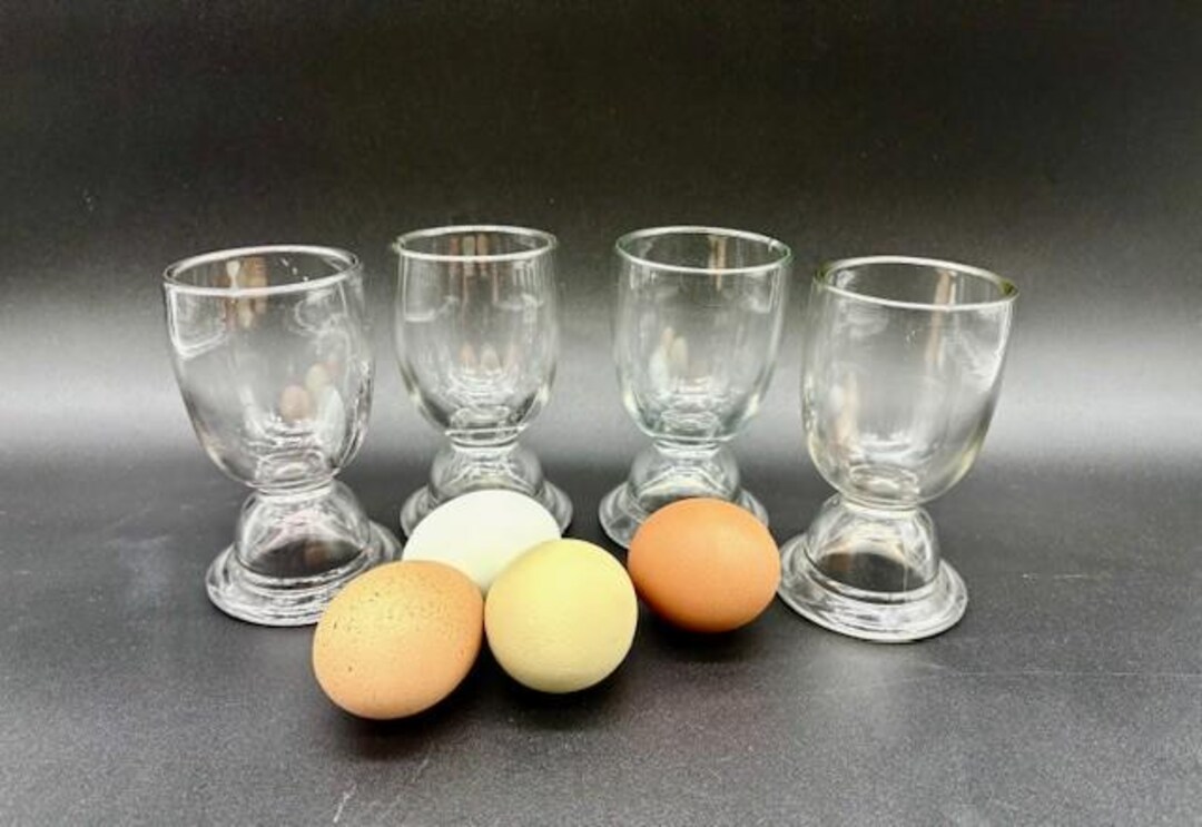 Vintage Double Egg Cups Set of 4 Clear Depression Glass C.1930s ...