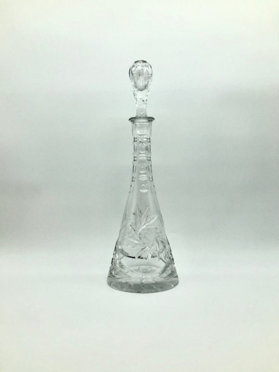 1960s Bohemian Cut Crystal Decanter Vintage Czechoslovakian Conical ...