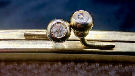 1960s White Beaded Rhinestone Kiss-lock Evening Bag w… - Gem