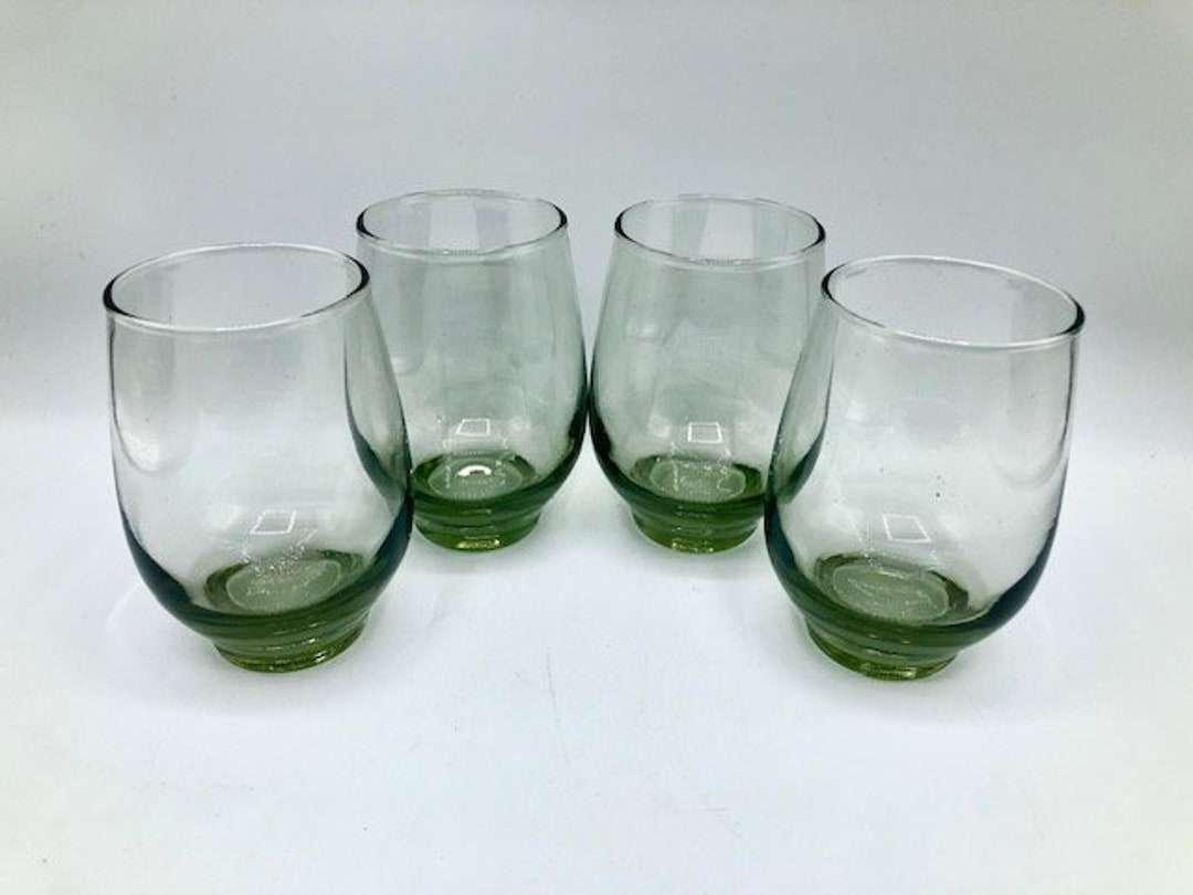 Vintage Tumblers 1960s Set of 4 Libbey Glass Tempo-green (avocado) Flat ...