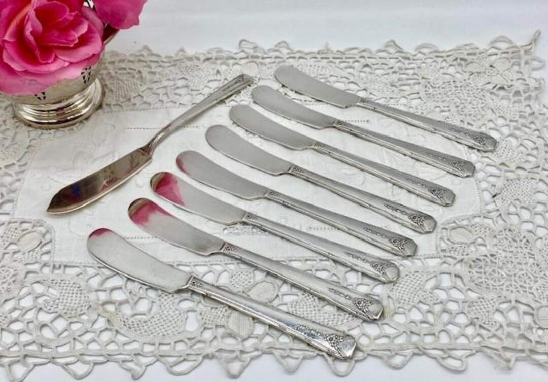 Vintage Silver Individual Butter Knives and Master Butter Knife Set of ...
