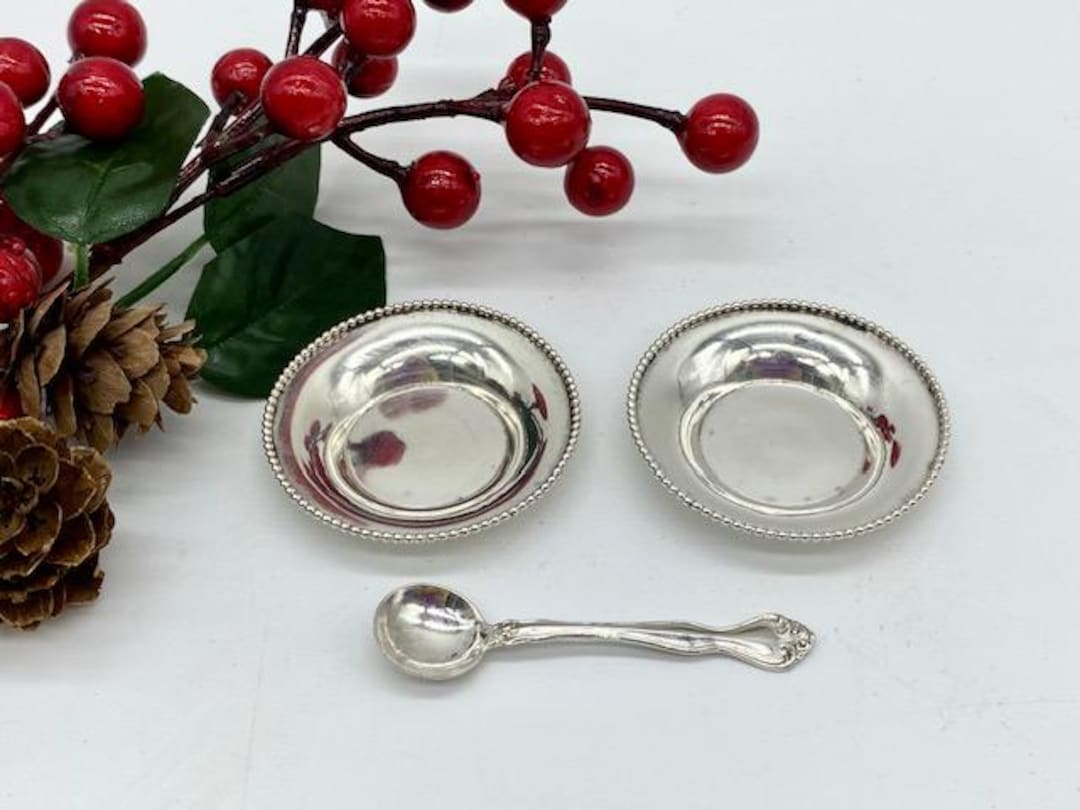 Antique Sterling Silver Salt Cellars Set of 2 C.1900s Individual Sized ...