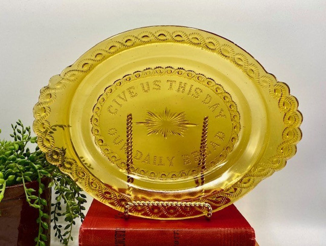 Antique EAPG Amber Glass Bread Plate / Tray C.1870s Victorian Early ...