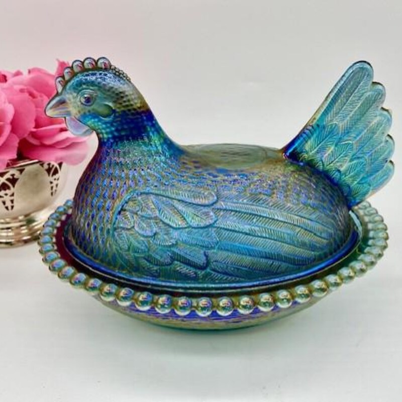 Carnival Glass Hen - Etsy