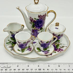Vintage Miniature Porcelain Tea Service Set - 10 Piece C. 1980s Adeline ...
