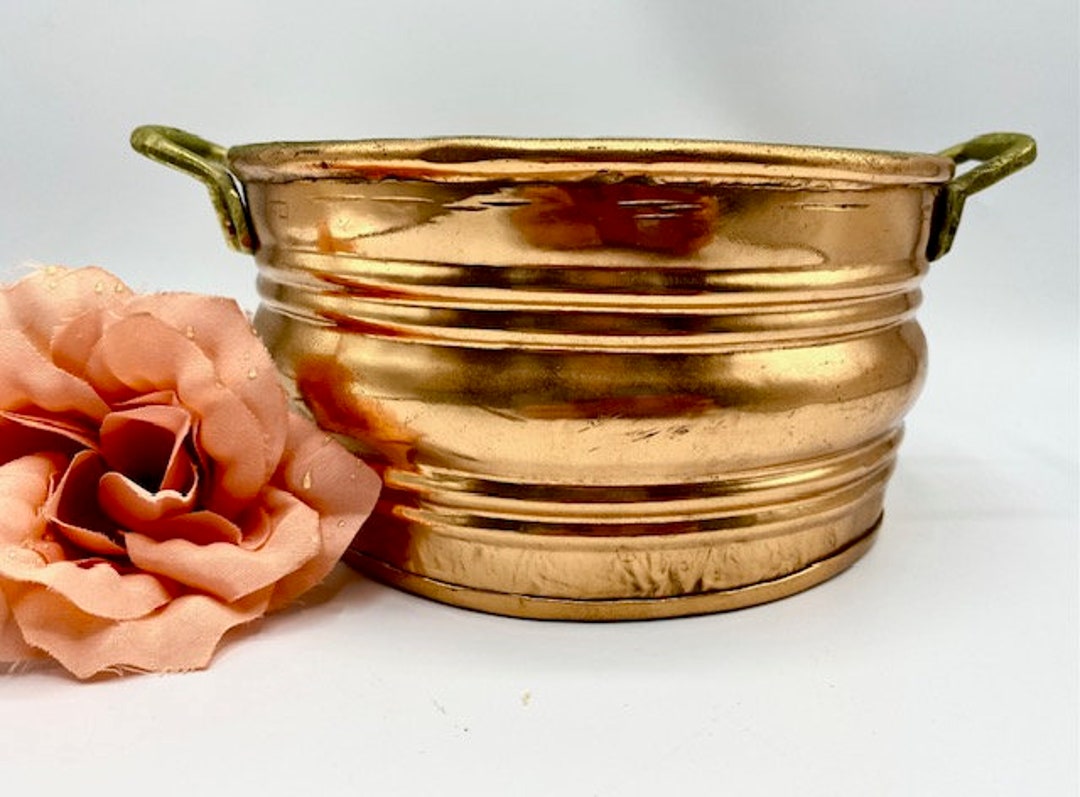 Vintage Copper and Brass Planter - Rustic Vintage Plant Pot - Farmhouse ...