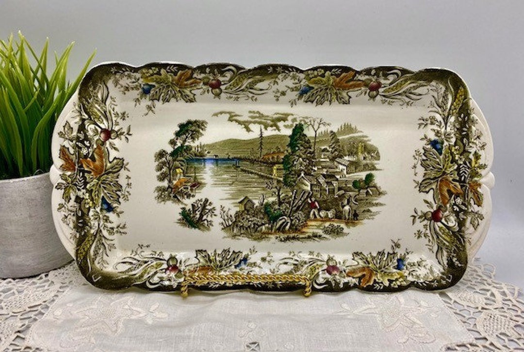 Vintage Rare Ridgway Heritage Series Green Transferware Serving Tray ...