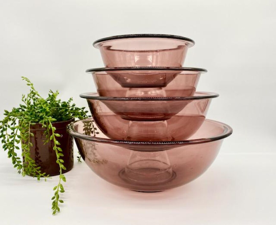 Vintage Pyrex Glass Mixing Bowls Cranberry Color Set of 4 C.1980s ...