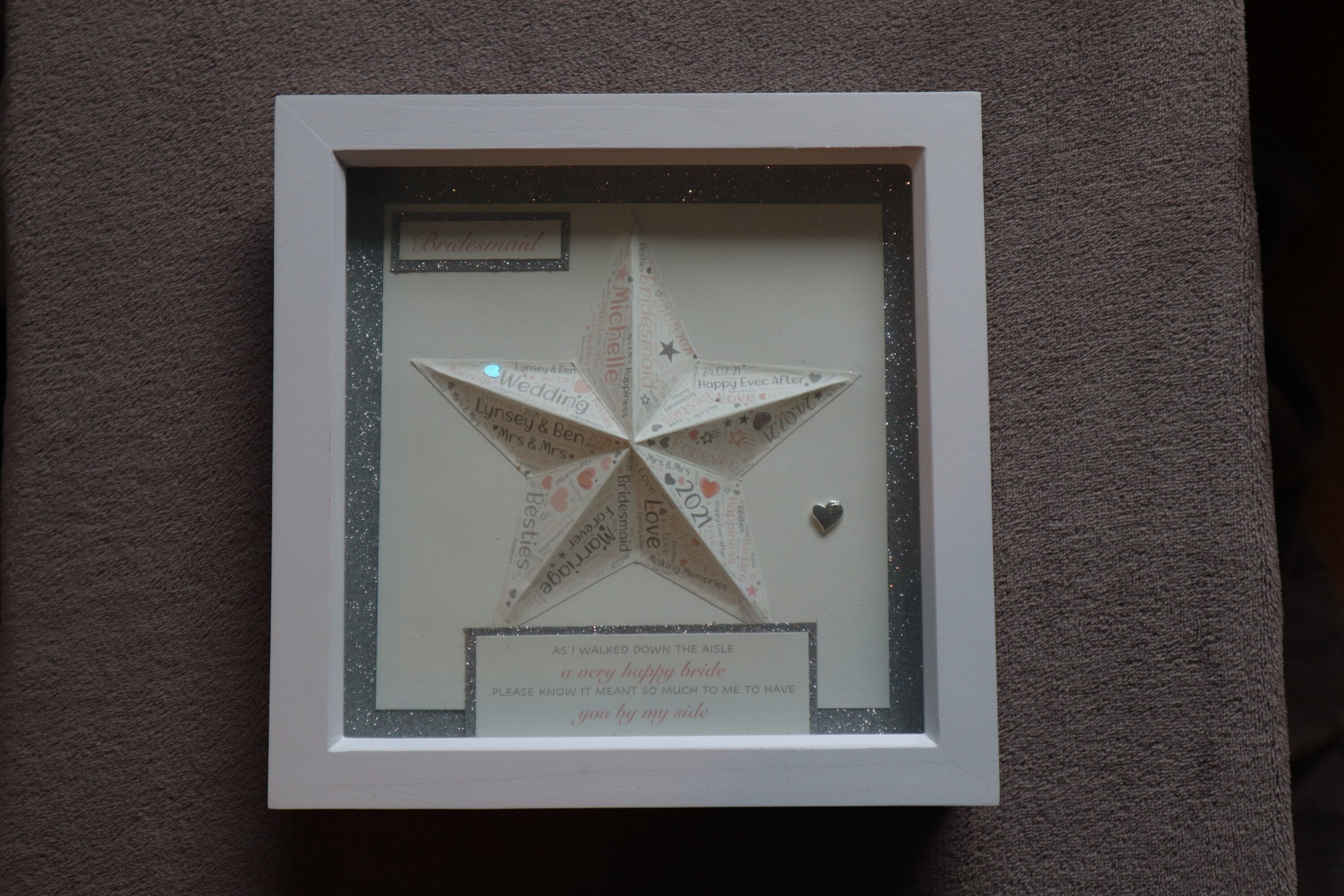 3D Personalised Star Box Frame Word Art birthday wedding | Etsy