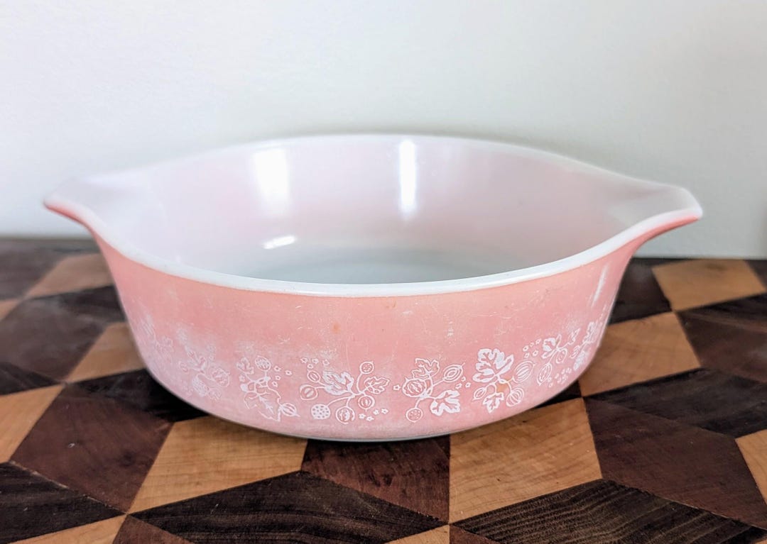 PYREX Vintage 471 Pink Gooseberry Round 1 Pint Casserole Bowl Dish No ...