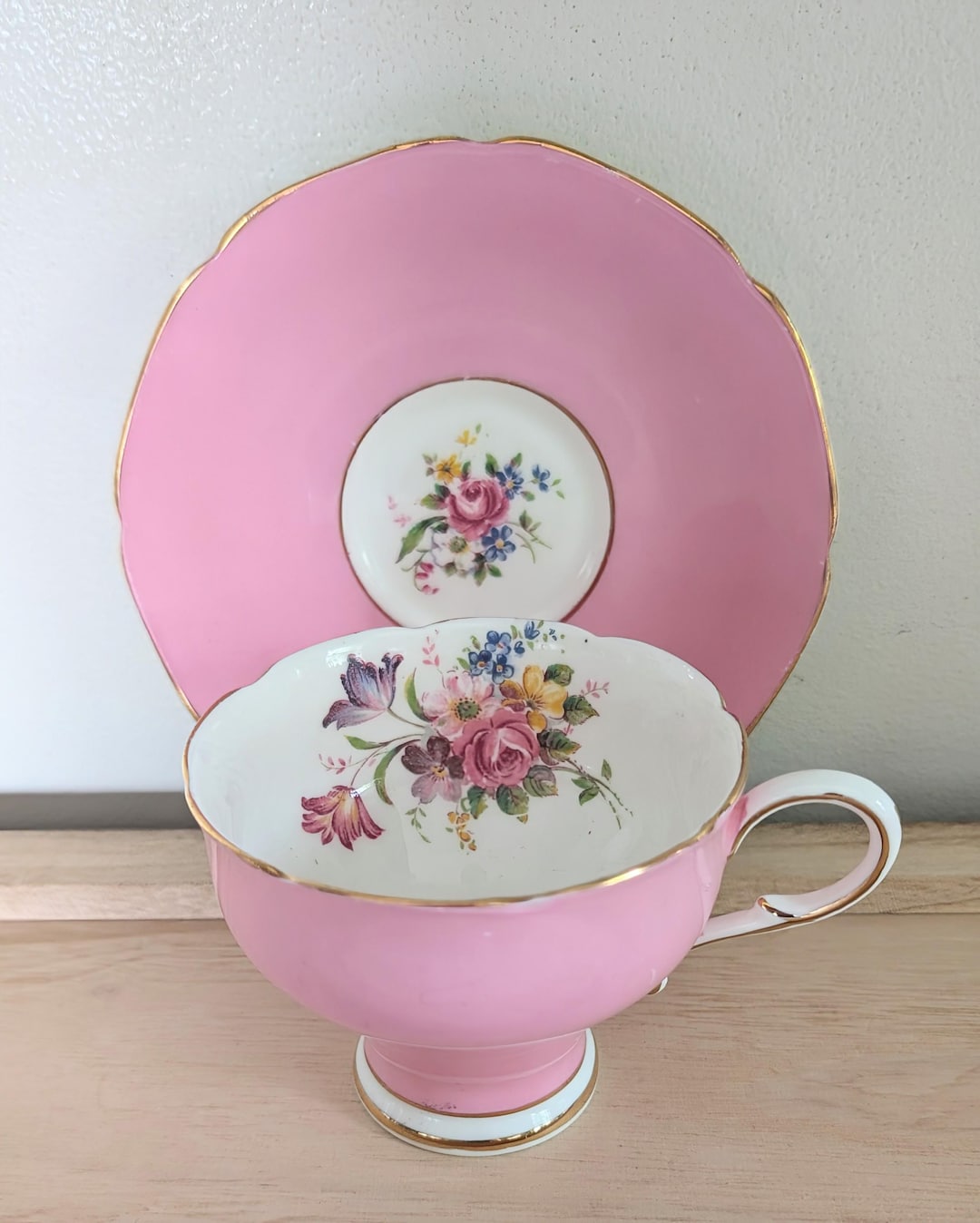Vintage Paragon Pink Floral Tea Cup and Saucer Set: Fine Bone China ...