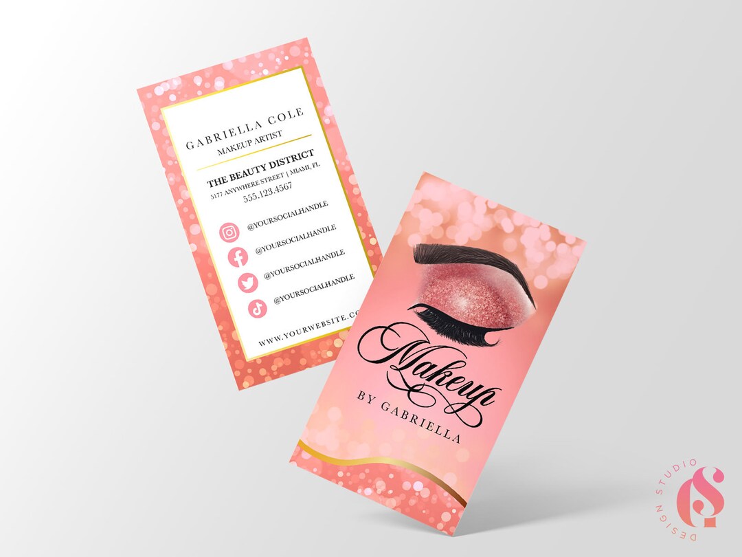 EDITABLE Business Card, Pink Glam Beauty Eyelash Business Card, Lashes ...