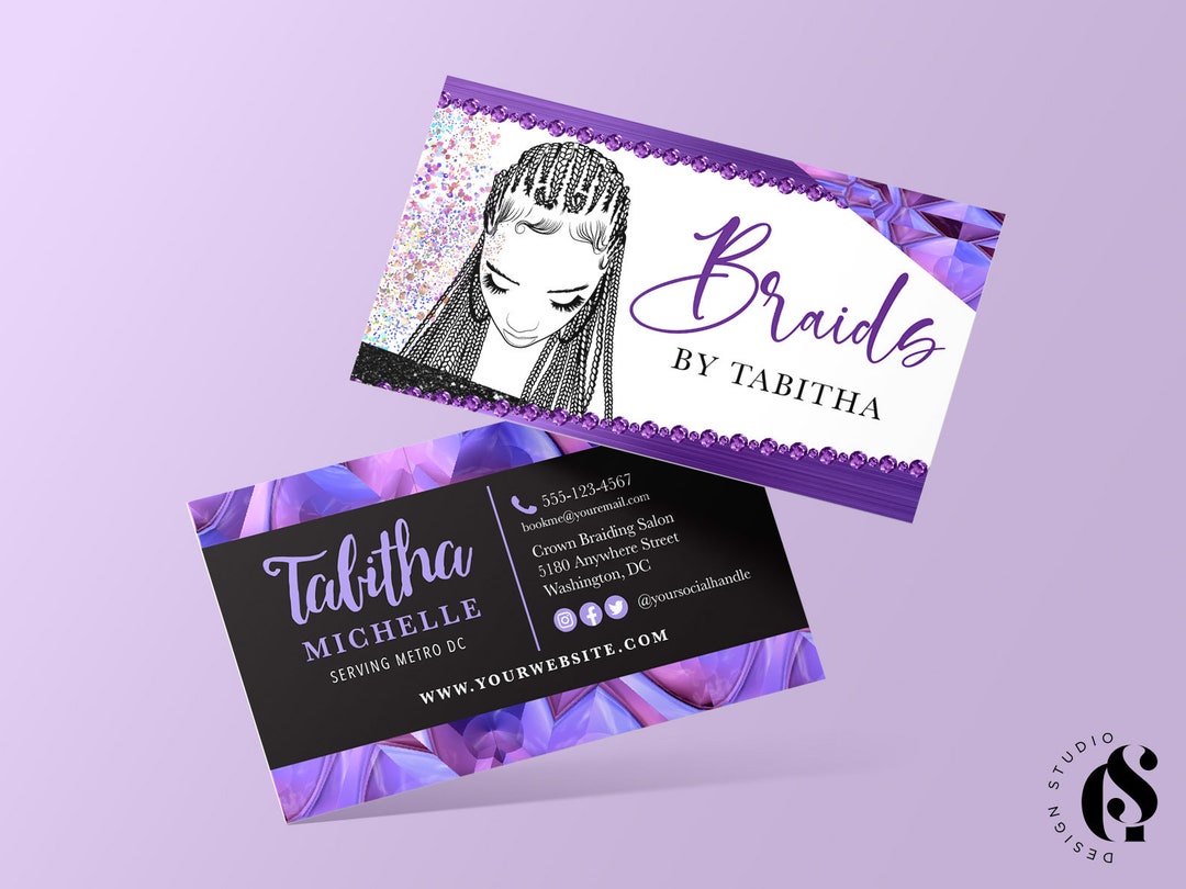 EDITABLE Business Card, Hair Braiding Business Card, Hair Stylist ...