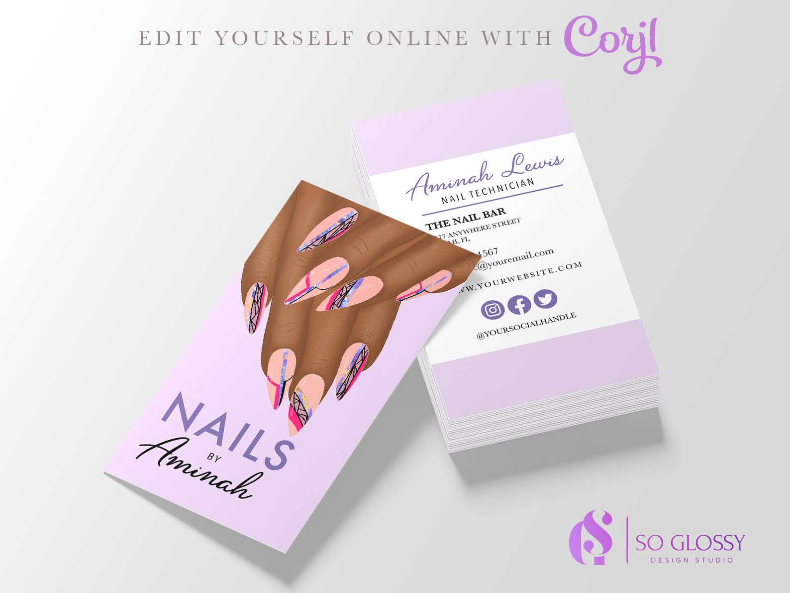 EDITABLE Business Card, Nail Artist Business Card, Beauty Business ...