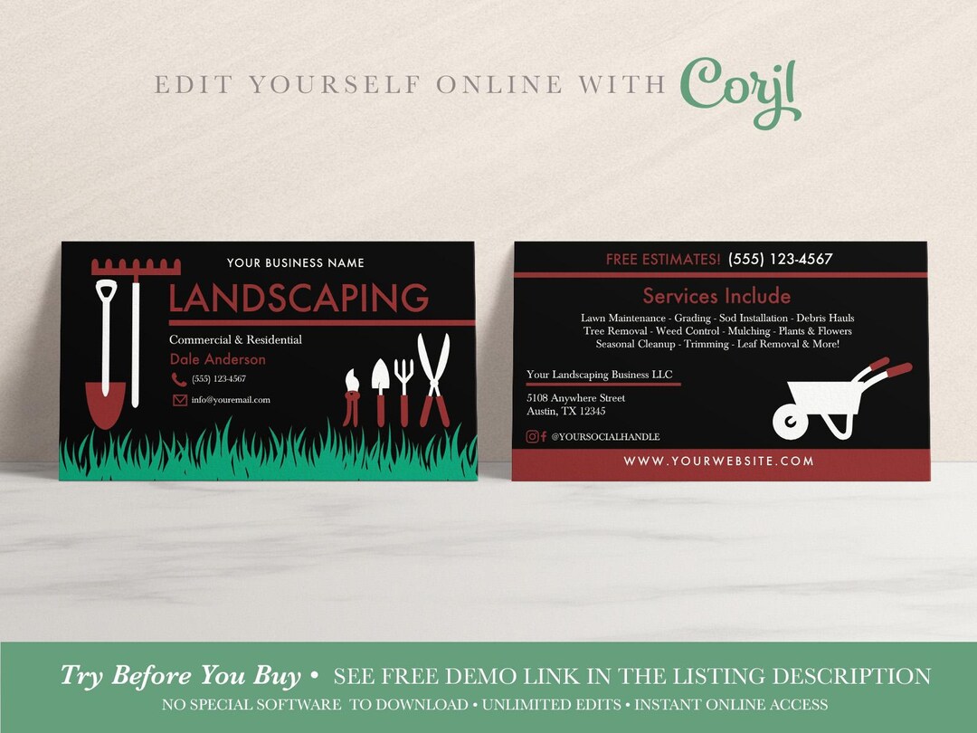 Editable Lawn Care Business Card Template (DIY Printable) - Etsy