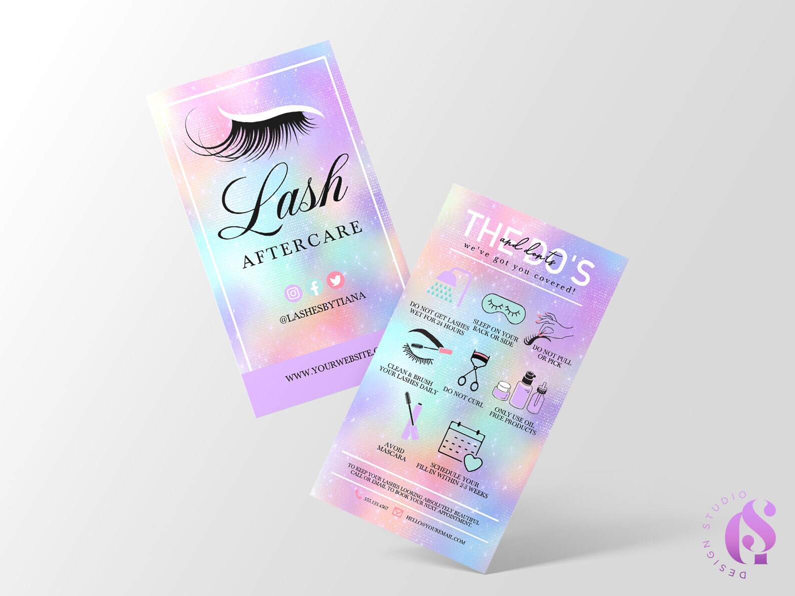 EDITABLE Lash Extension Aftercare Card, Eyelash Extensions, Eyelashes ...