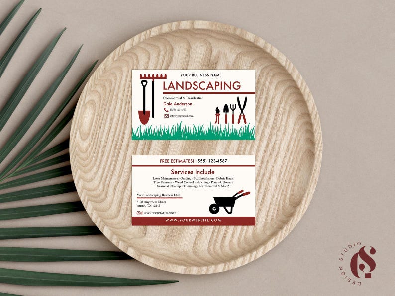 EDITABLE Business Card, Lawn Care Business Card, Landscaping, Yard Work ...