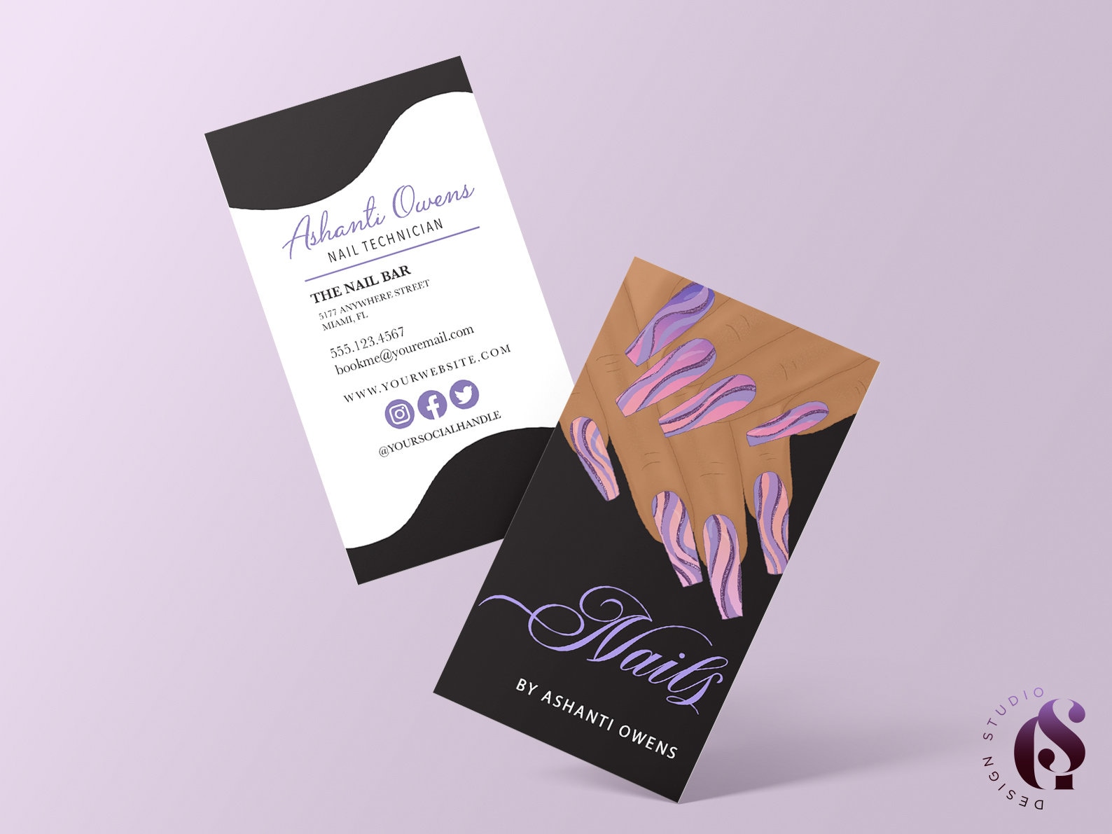 EDITABLE Business Card, Nail Artist Business Card, Beauty Business ...