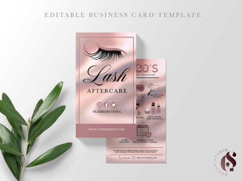 EDITABLE Lash Extension Aftercare Card, Eyelash Extensions, Eyelashes ...