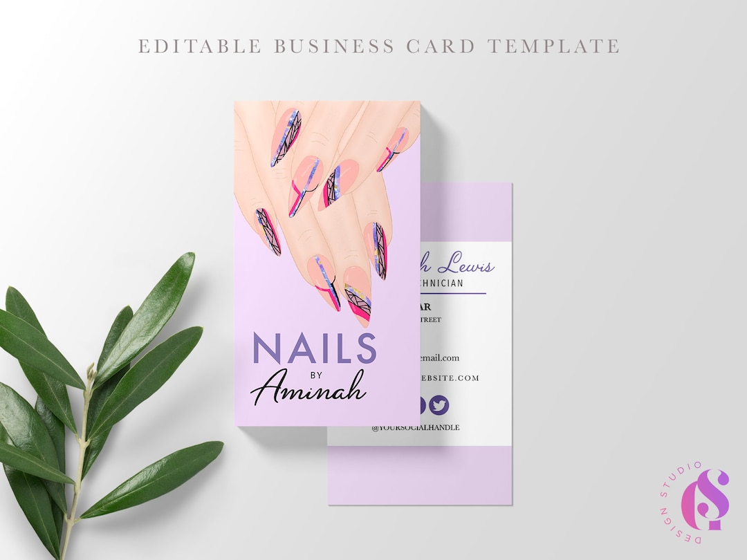 EDITABLE Business Card, Nail Artist Business Card, Beauty Business ...