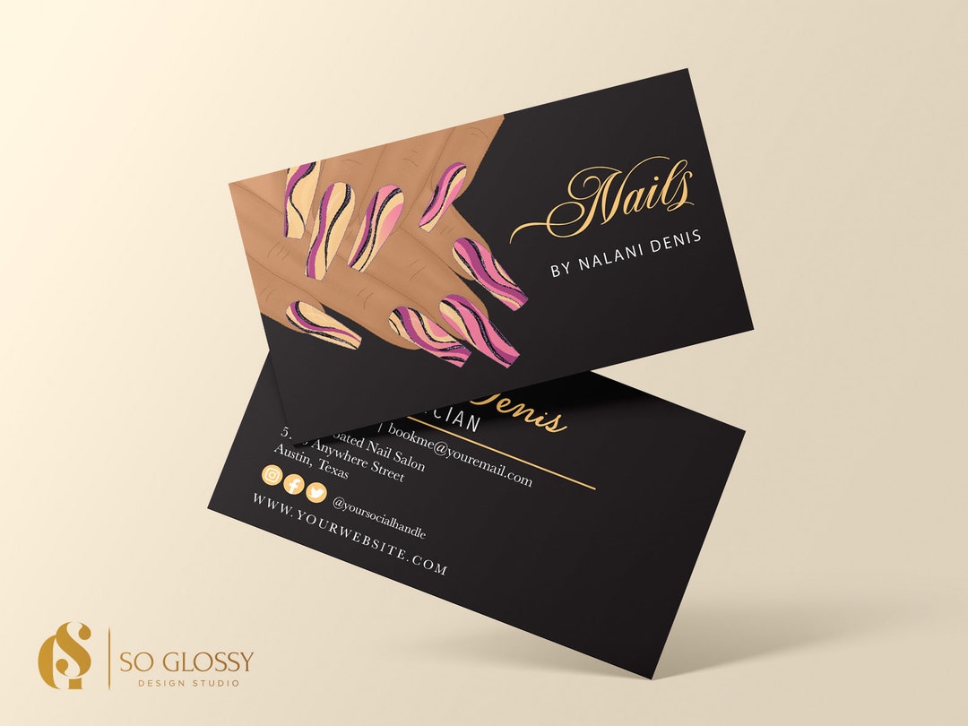 EDITABLE Business Card, Nail Artist Business Card, Beauty Business ...