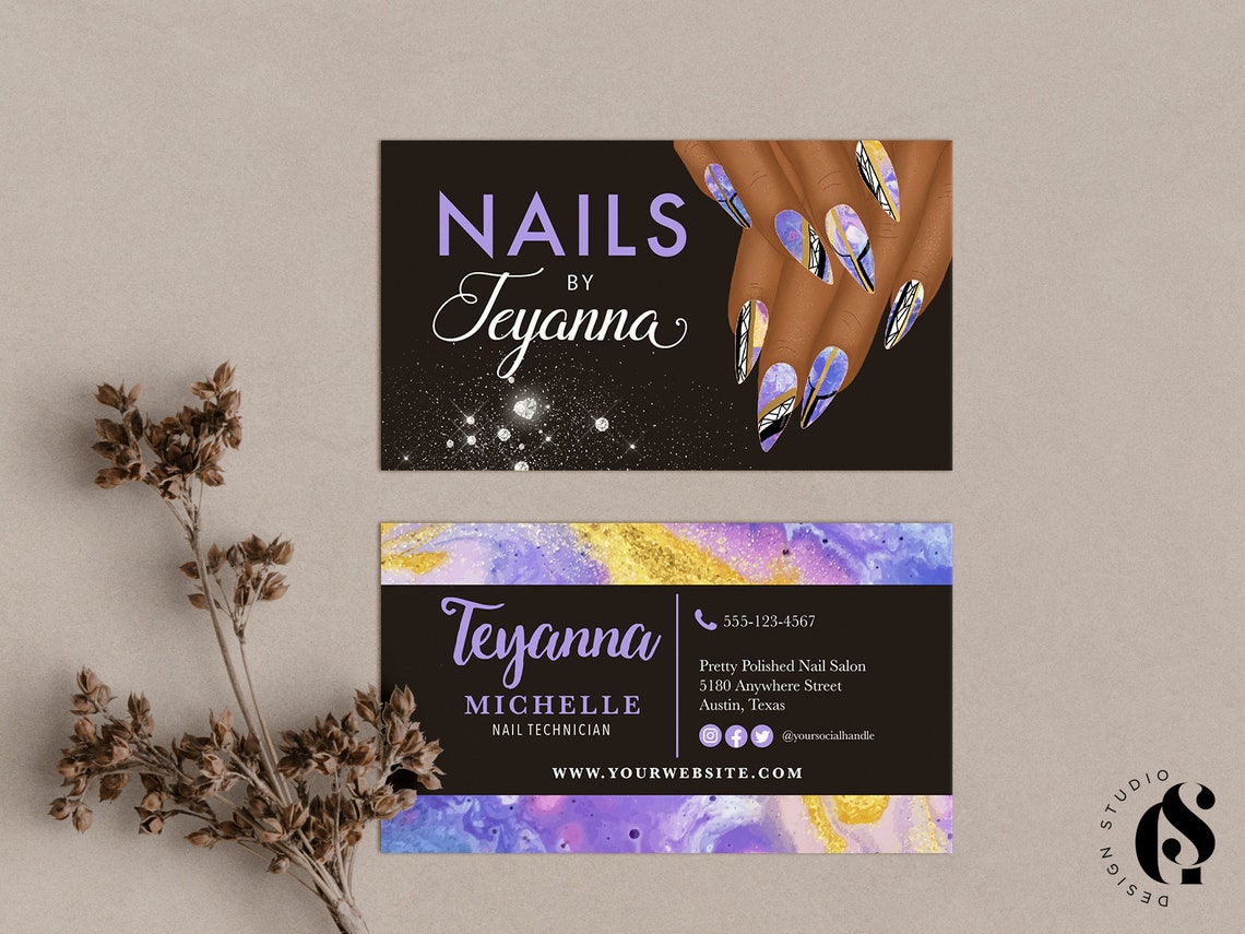 EDITABLE Business Card Nail Artist Business Card Beauty - Etsy