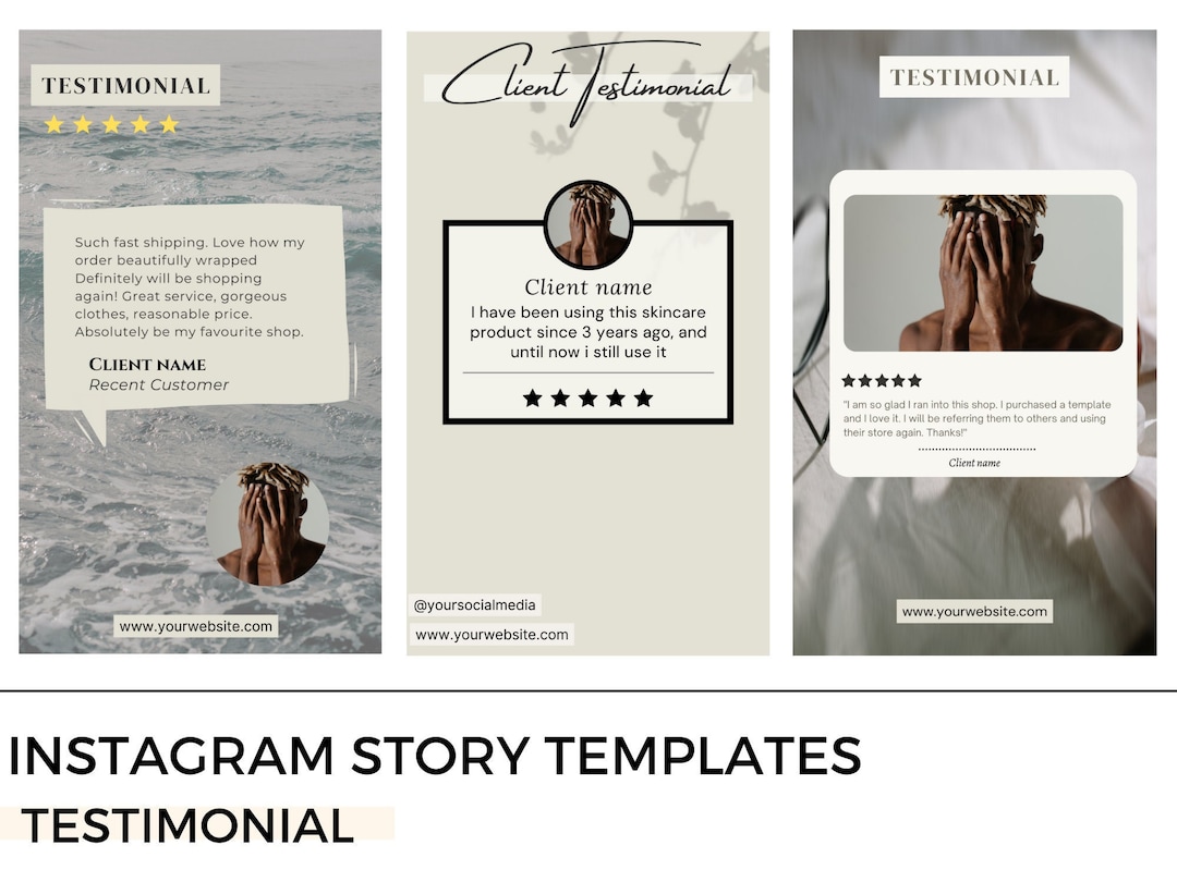 10 Minimalist Testimonial Instagram Story Template, Editable on Canva ...