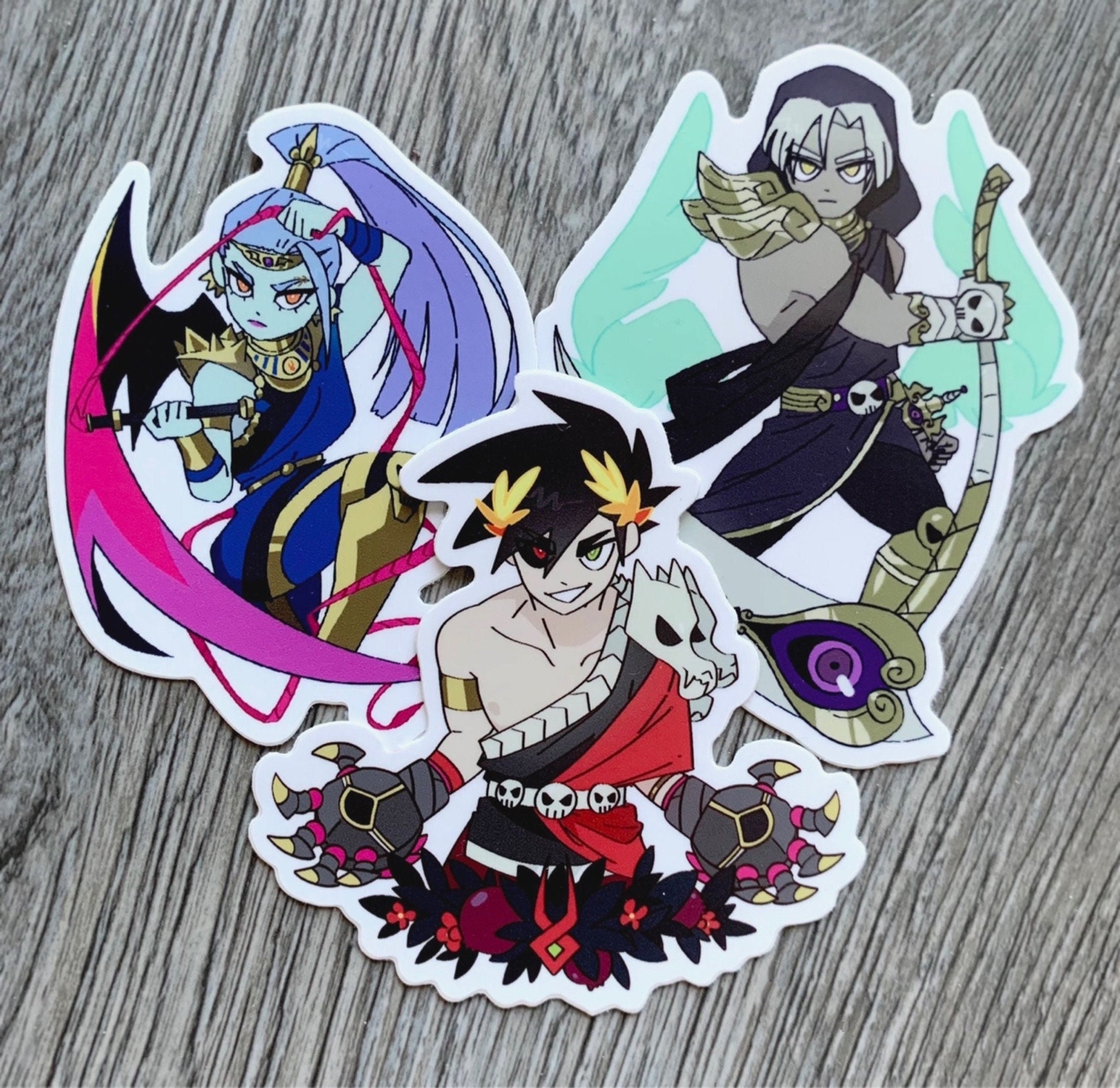 Hades Game Vinyl Stickers Big 3: Zagreus Thanatos Megaera - Etsy