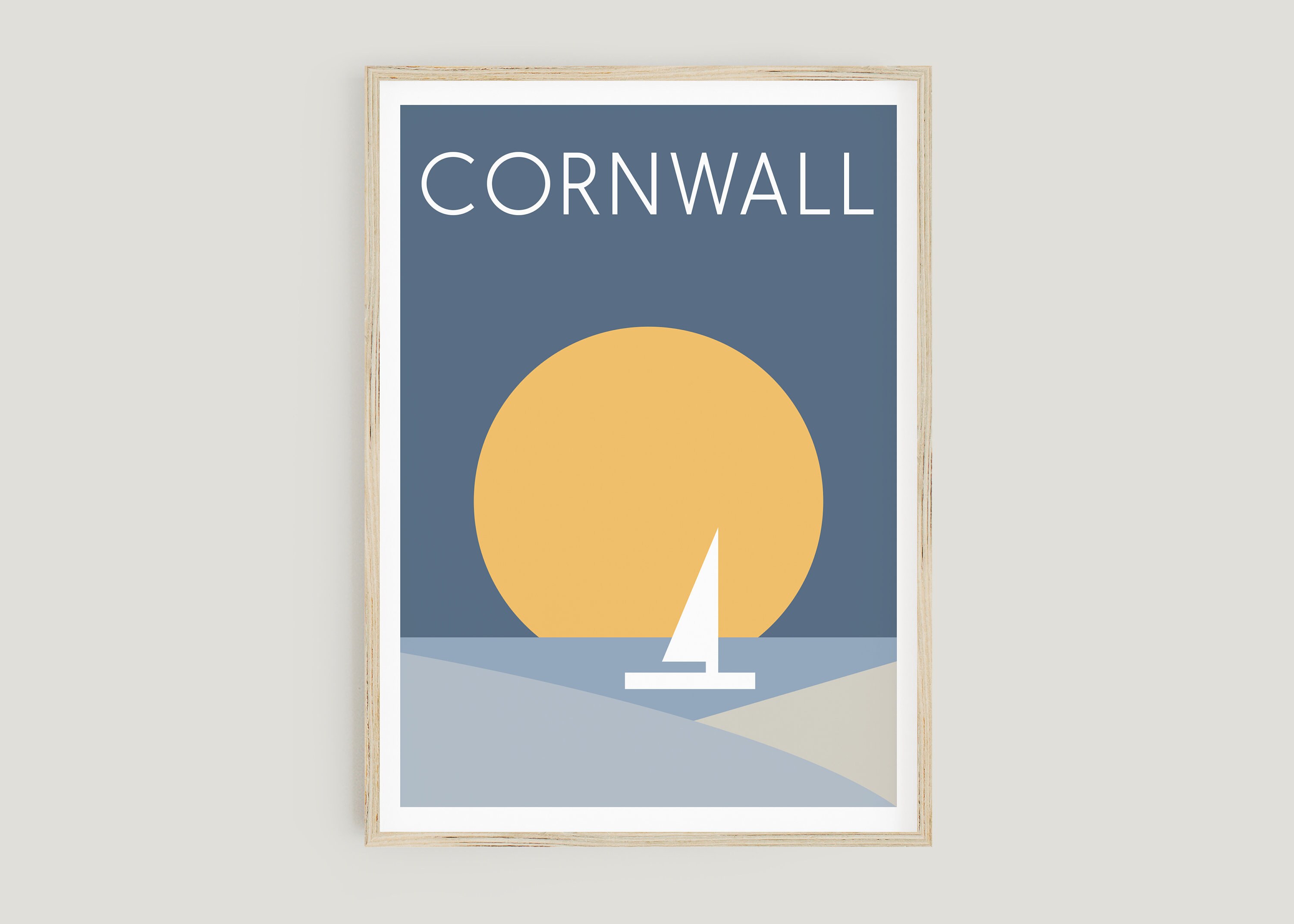 Cornwall Poster Ultra Minimal Landscape Art Print With - Etsy UK