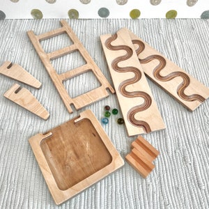 Large Marble Run Set, Snaking Plates Including Connector, Glass Marble ...