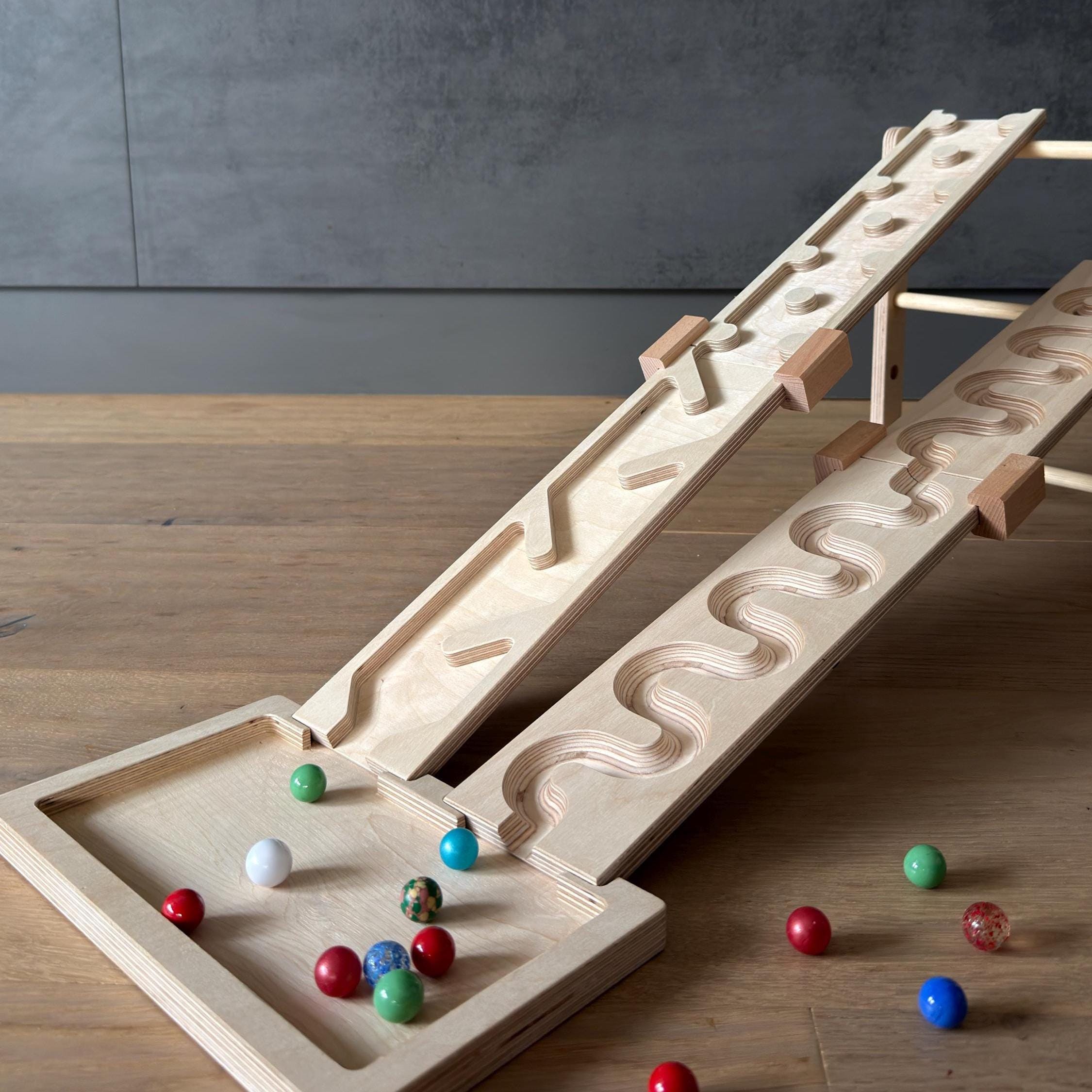 2-track Combination Marble Run Set, 2 Slalom Plates and 2 Obstacle ...