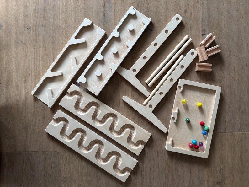 2-track Combination Marble Run Set, 2 Slalom Plates and 2 Obstacle ...