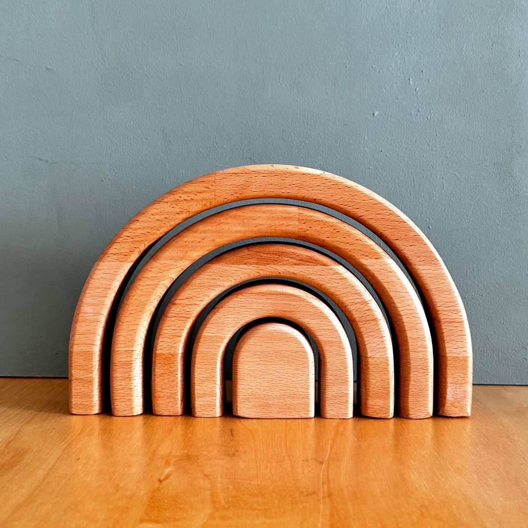 Stacking Arch Wooden Rainbow Wooden Building Blocks Wooden Toy Arch ...