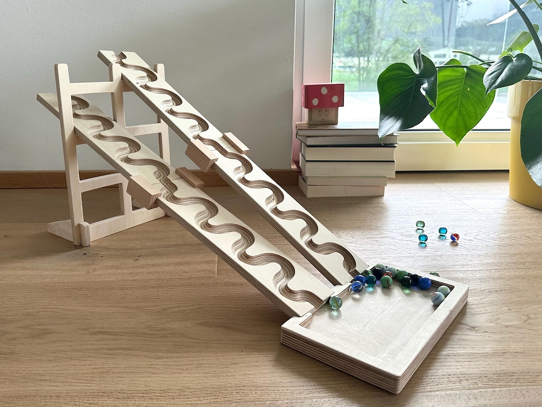 2 Tracks - Marble Run Set, 4 Winding Plates Including Race Tower ...