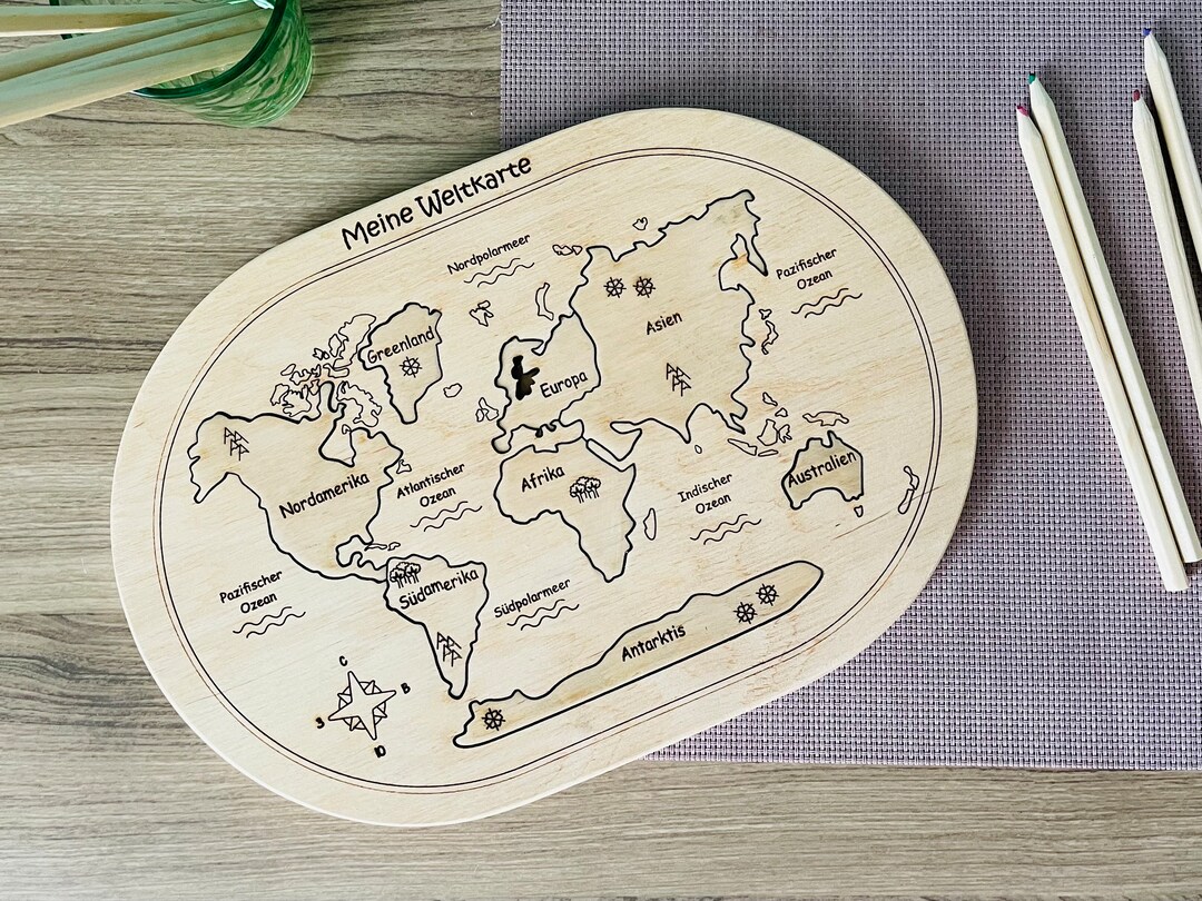 Montessori Wooden Puzzle My First World Map, Educational Game. Wooden ...