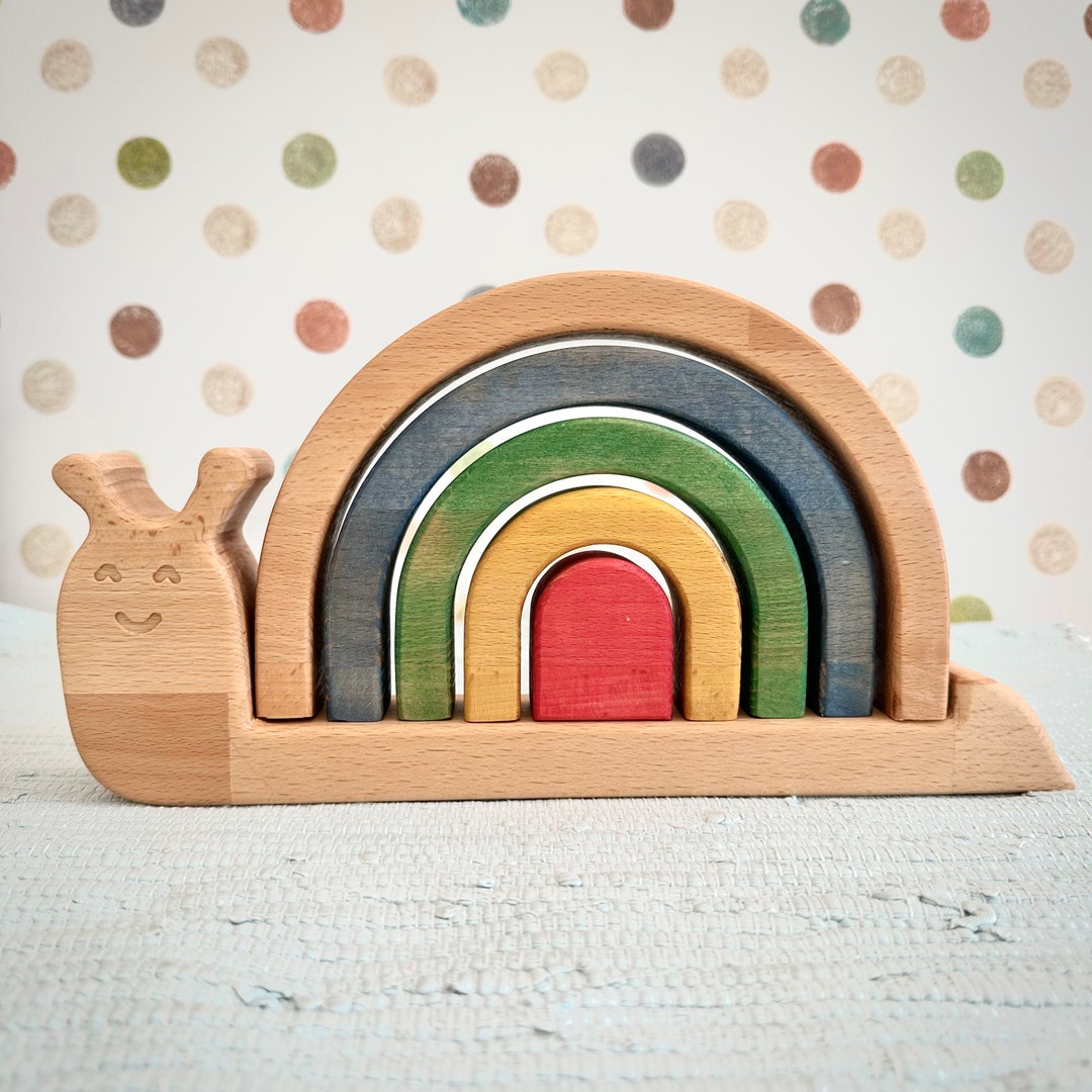 Stacking Arch Snail Wood Rainbow Wooden Building Blocks Wooden - Etsy