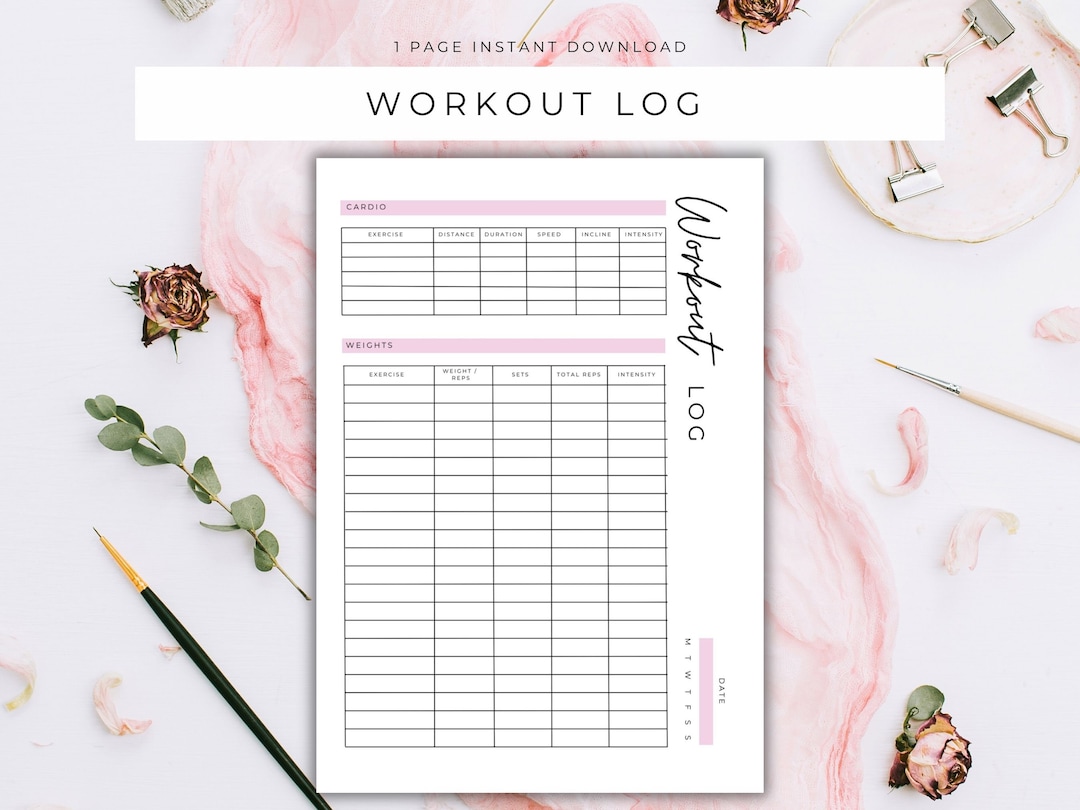 Workout Log Planner, Workout Tracker, Exercise Planner, Fitness Planner ...