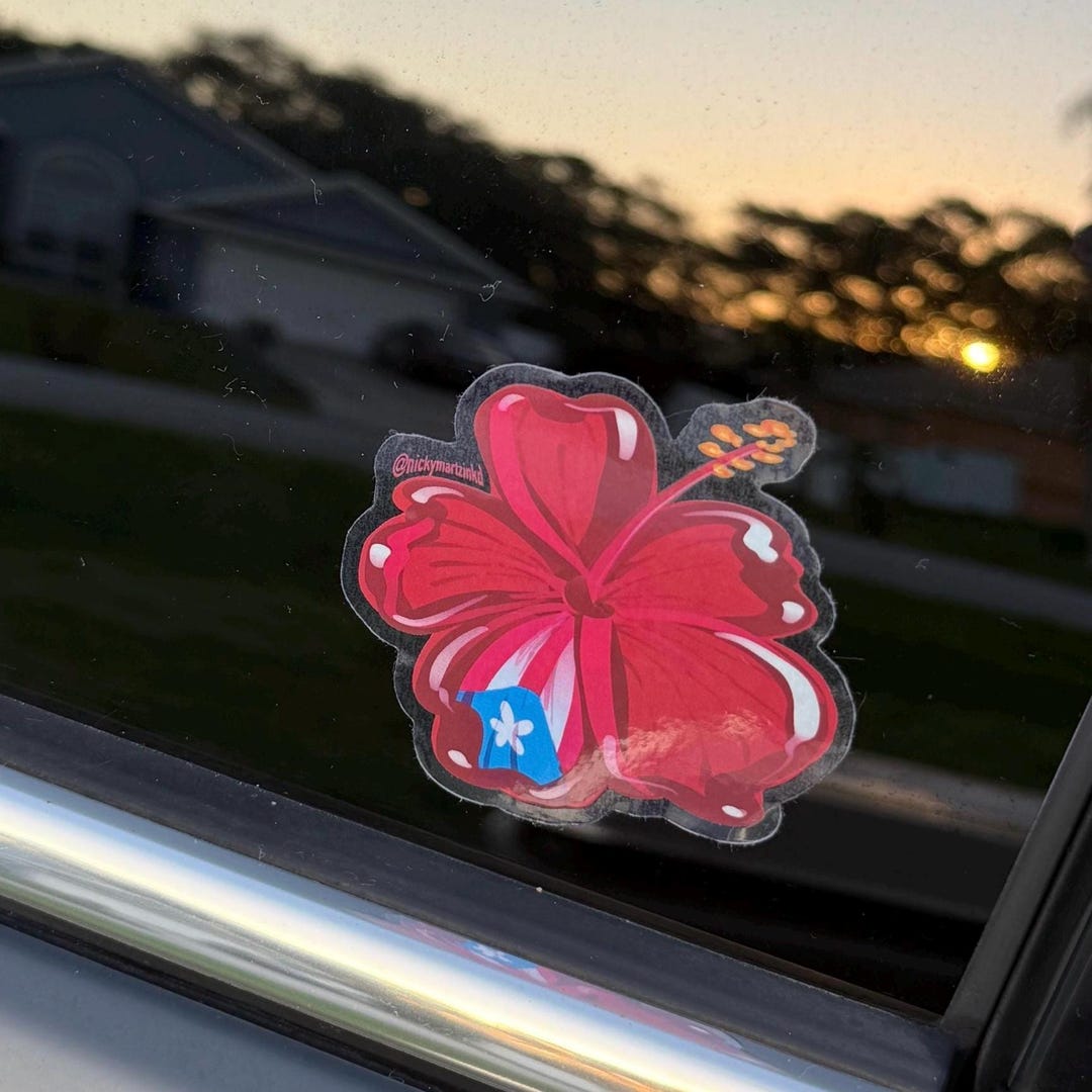 Puerto Rico Amapola Sticker With PR Flag Waterproof Sticker Puerto Rico ...