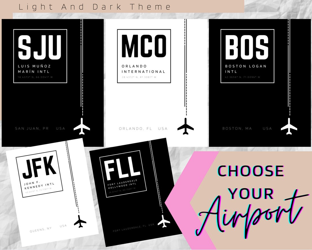 Airport Code Design Location Coordinates City Code Digital Print ...