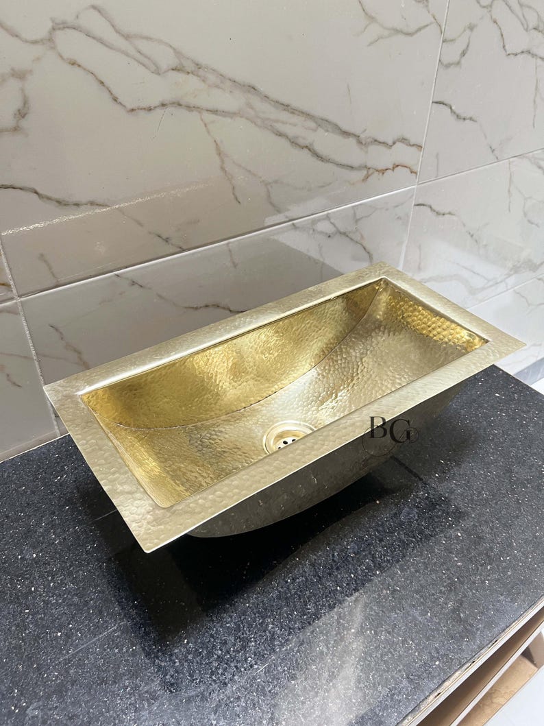 Brass Trough Sink, Semi-circle Drop-in Basin, Hammered Solid Brass ...