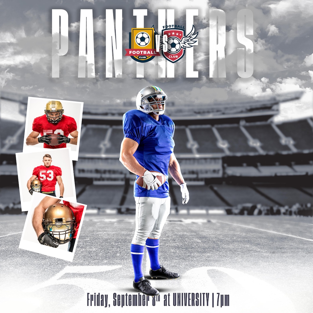 Sports Gameday Poster Photoshop Template Set - Instagram Feed ...