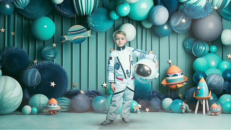 5 Digital Backdrops Kids Solar System and Space, Cake Smash Backdrops ...