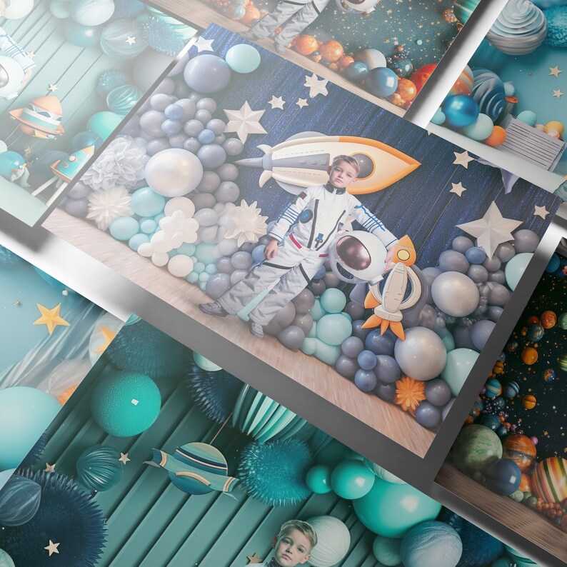 5 Digital Backdrops Kids Solar System and Space, Cake Smash Backdrops ...