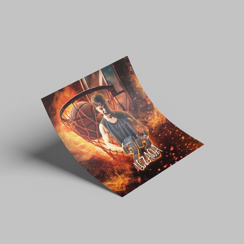 Photoshop Basketball Hoop Poster Template, Digital Sports Background ...